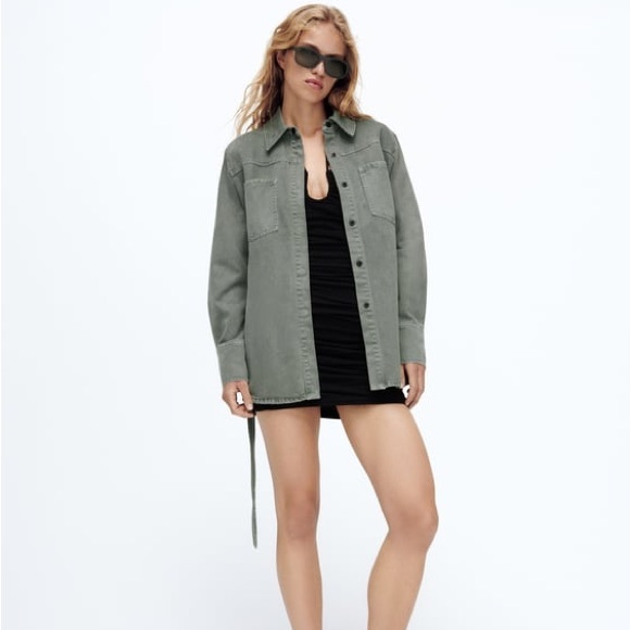 Zara | Jackets & Coats | Zara Green Belted Shacket Bnwt | Poshmark